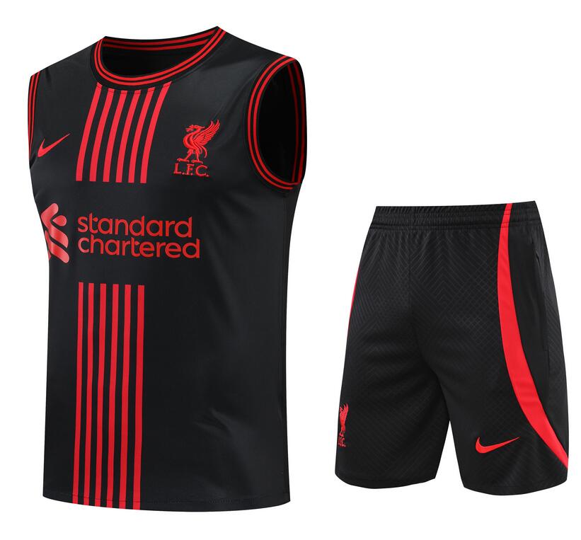 Liverpool 2022/23 Black Red Training Vest Uniforms (Shirt+Shorts ...