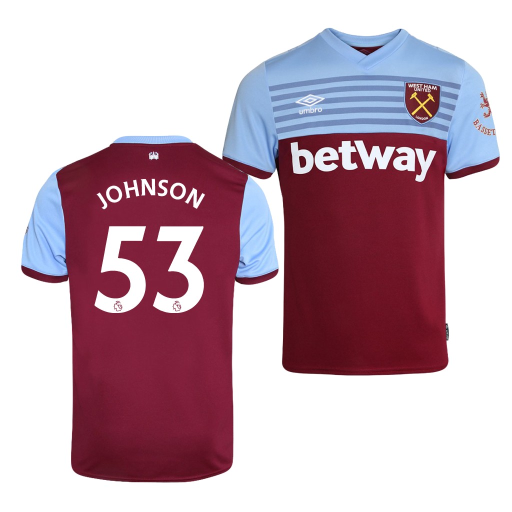 West Ham United 2019/20 Home 53 Ben Johnson Shirt Soccer Jersey ...