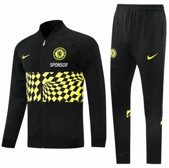 Chelsea 2021/22 Black Yellow Training Suit (Jacket+Trouser ...