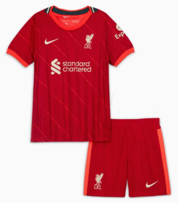 Liverpool 2021/22 Home Kids Soccer Kit Children Shirt + Shorts ...