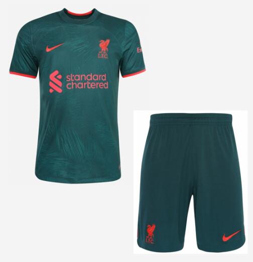 Liverpool 2022/23 Third Kids Soccer Kit Children Shirt + Shorts ...