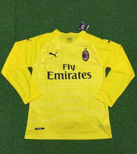 AC Milan 2018/19 Yellow Goalkeeper Long Sleeved Shirt Soccer Jersey ...