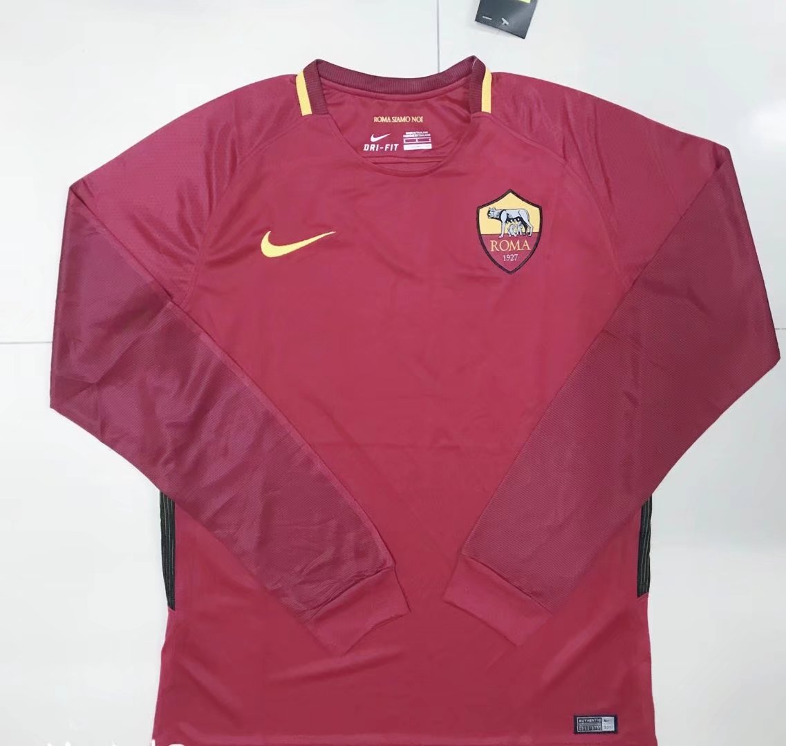 AS Roma 2017/18 Home Long Sleeved Shirt Soccer Jersey | Dosoccerjersey Shop