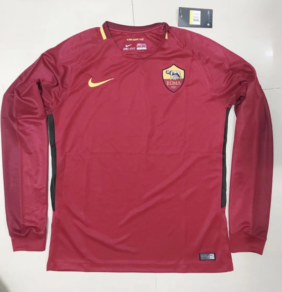 AS Roma 2017/18 Home Long Sleeved Shirt Soccer Jersey | Dosoccerjersey Shop
