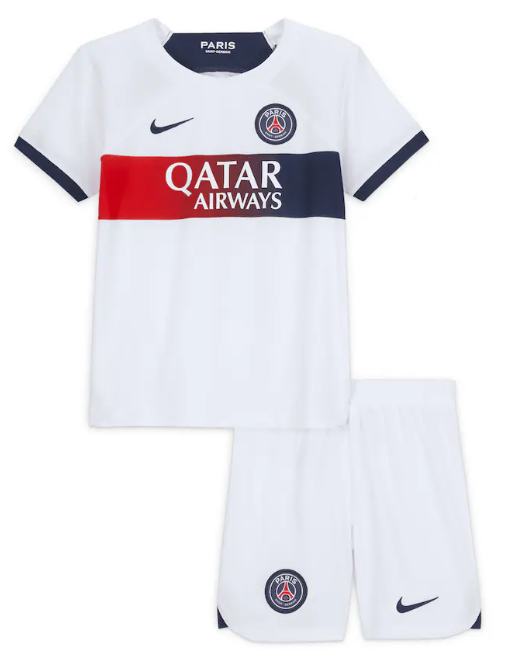 PSG 2023/24 Away Kids Soccer Jersey Kit Children Shirt + Shorts ...