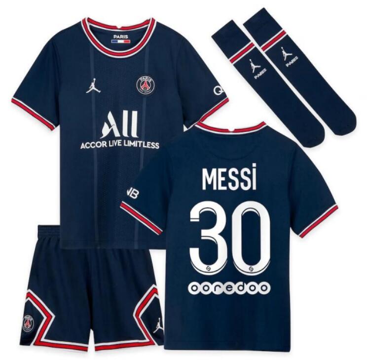 PSG 2021/22 Home Kids 10 MESSI Soccer Wholte Children Team Kit ...