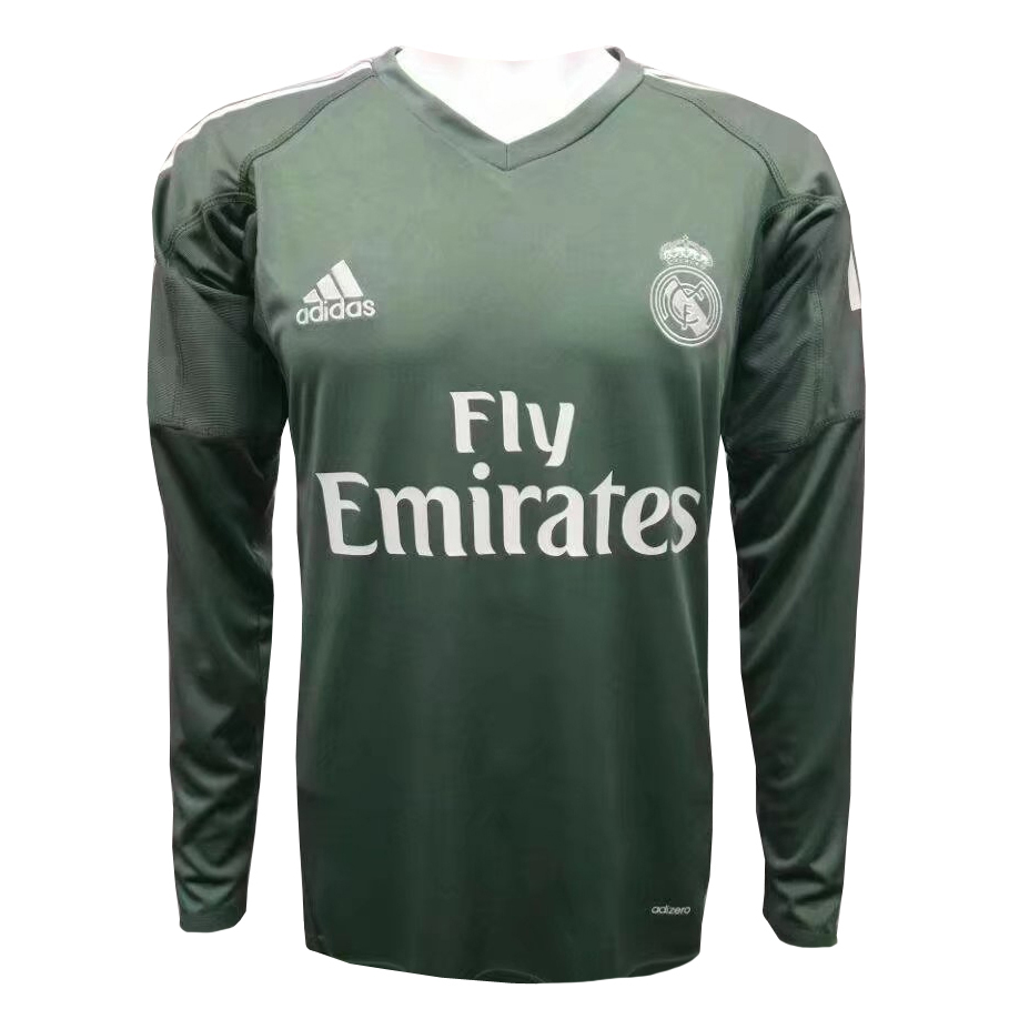 Real Madrid 2017/18 Goalkeeper Green Long Sleeved Shirt Soccer Jersey ...