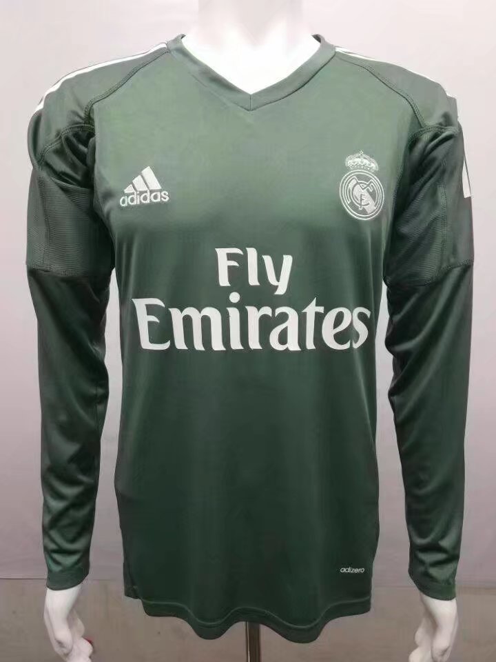 Real Madrid 2017/18 Goalkeeper Green Long Sleeved Shirt Soccer Jersey ...