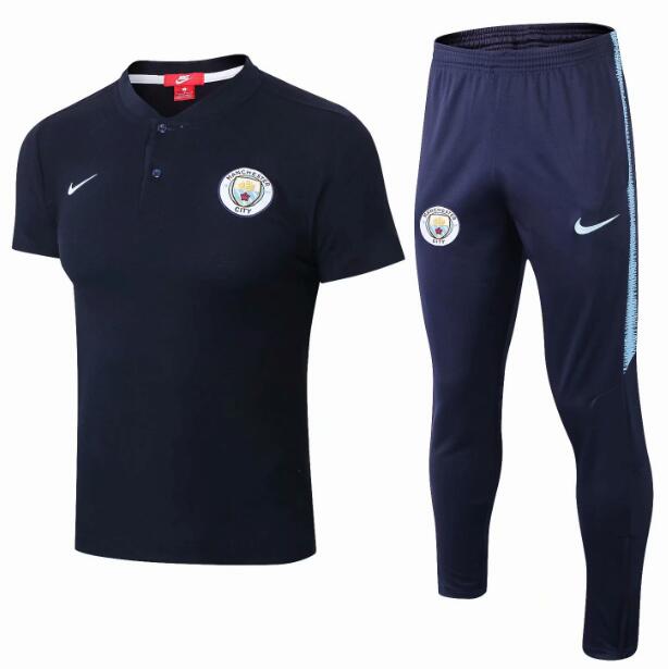 Manchester City 2018/19 Royal Blue Polo Shirts + Pants Suit ...