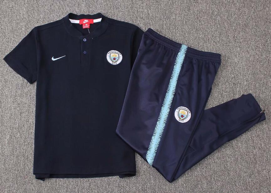 Manchester City 2018/19 Royal Blue Polo Shirts + Pants Suit ...