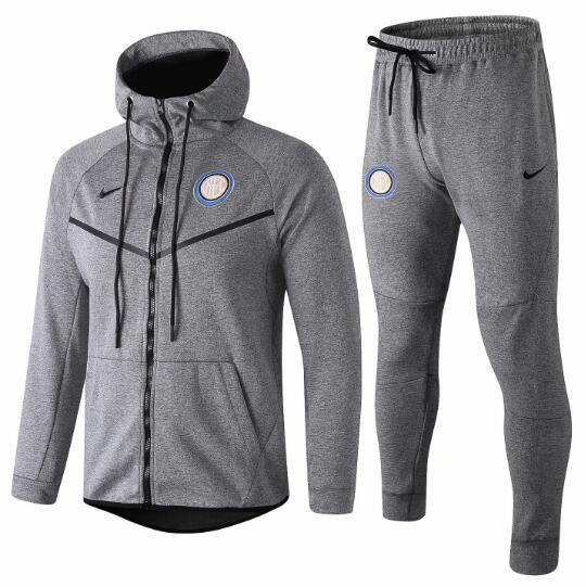 Inter Milan 2018/19 Grey Tech Fleece Training Suit (Hoodie Jacket ...