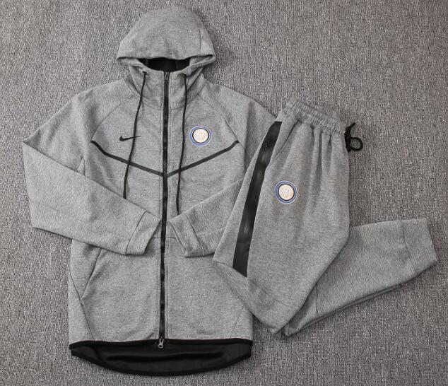 Inter Milan 2018/19 Grey Tech Fleece Training Suit (Hoodie Jacket ...