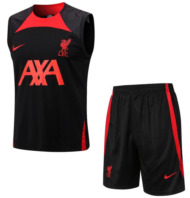 Liverpool 2022/23 Black Red Training Vest Suit (Shirt+Shorts ...