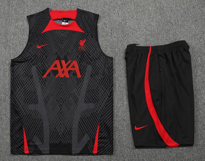 Liverpool 2022/23 Black Training Vest Uniforms (Shirt+Shorts ...