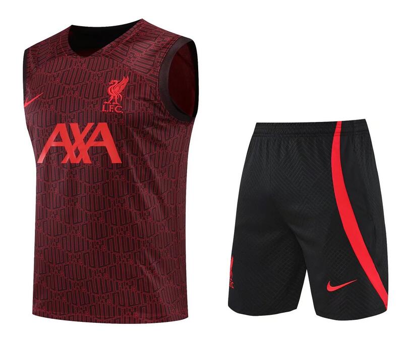 Liverpool 2022/23 Maroon Training Vest Uniforms (Shirt+Shorts ...