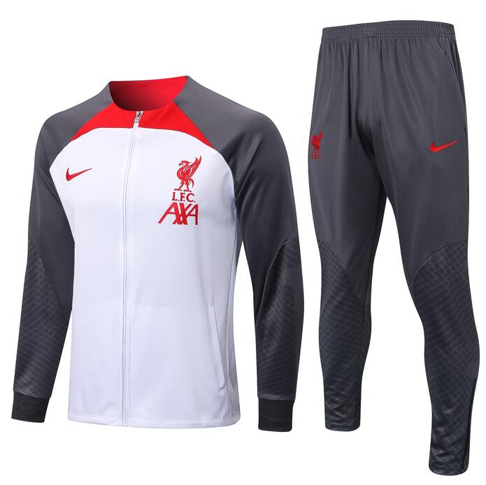 Liverpool 2022/23 White Grey Training Suits (Jacket+Trouser ...