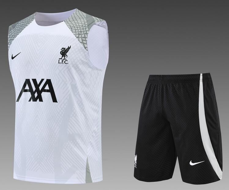 Liverpool 2022/23 White Training Vest Uniforms (Shirt+Shorts ...